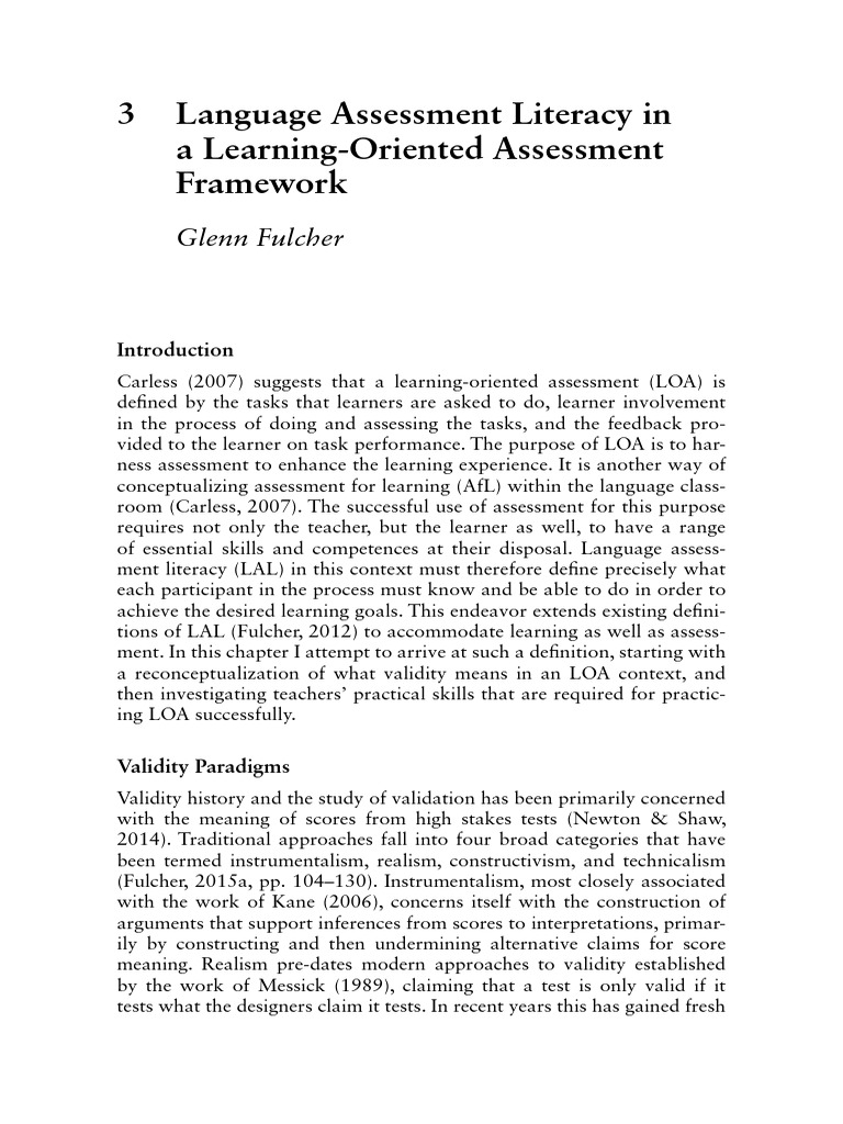 Language Assessment Literacy in A Learning-Oriented Assessment ...