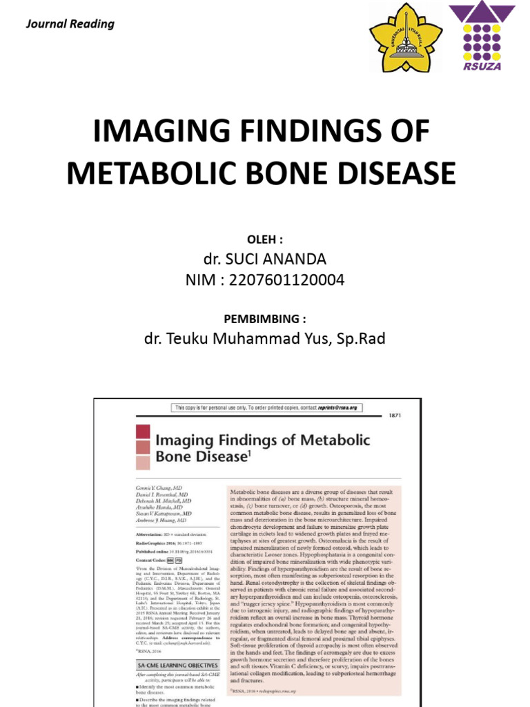 Imaging Findings of Metabolic Bone Disease | PDF | Bone | Osteoporosis