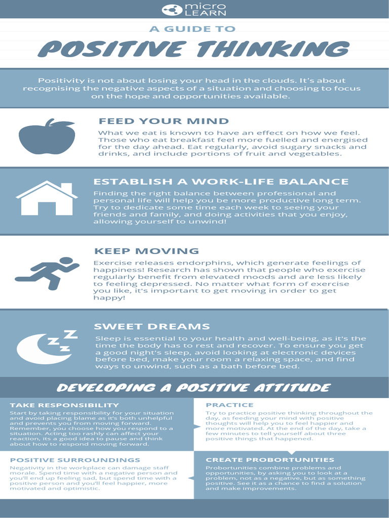 Workplace Wellbeing Positive Thinking Infographic | PDF | Optimism | Thought