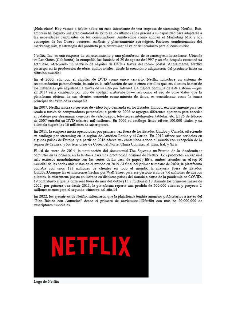 Caso Práctico 05 Resuelto MKT Mix | PDF | Netflix | Streaming Media