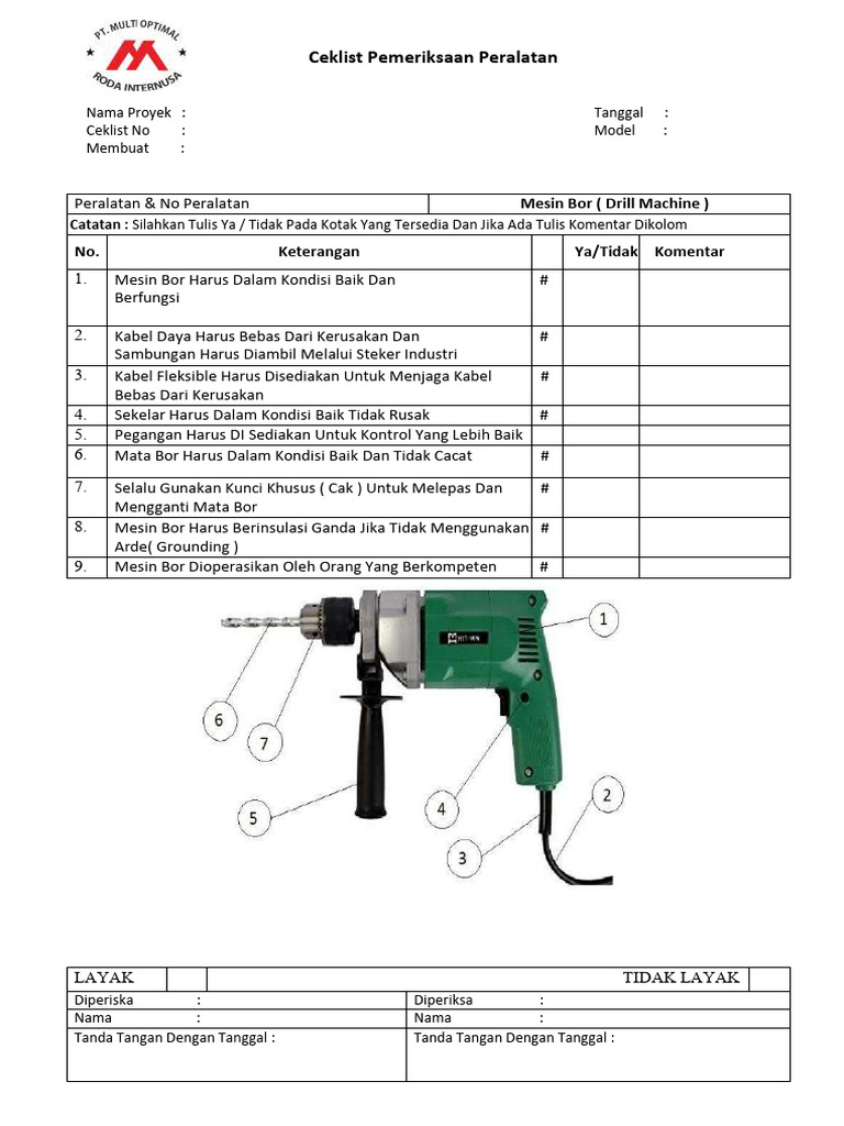 Ceklist Pemeriksaan Peralatan | PDF