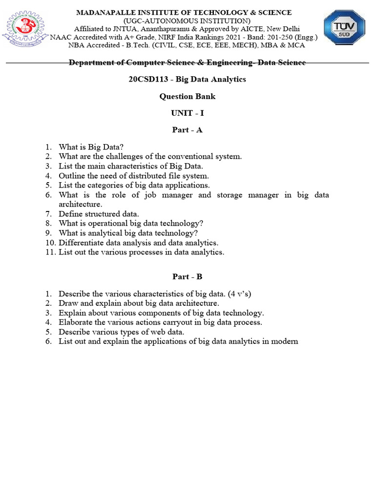 BDA QN Bank All Units | PDF | Map Reduce | Apache Hadoop