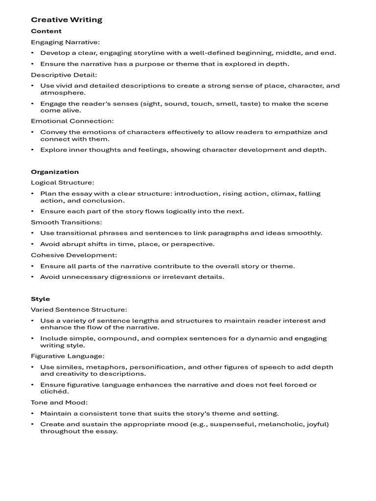 Creative Writing Techniques Guide | PDF | Proofreading | Narrative