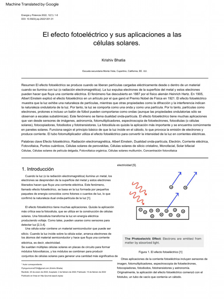 The Photoelectric Effect and Its Applications To Solar Cells ...