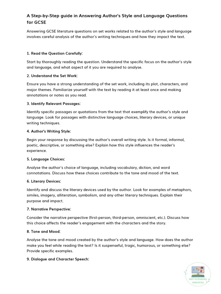 A Step-by-Step guide in Answering Author's Style and Language Questions ...