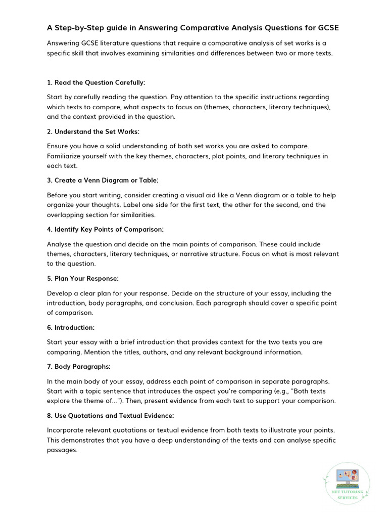 A Step-by-Step Guide in Answering Comparative Analysis Questions For GCSE | PDF | Essays | Question