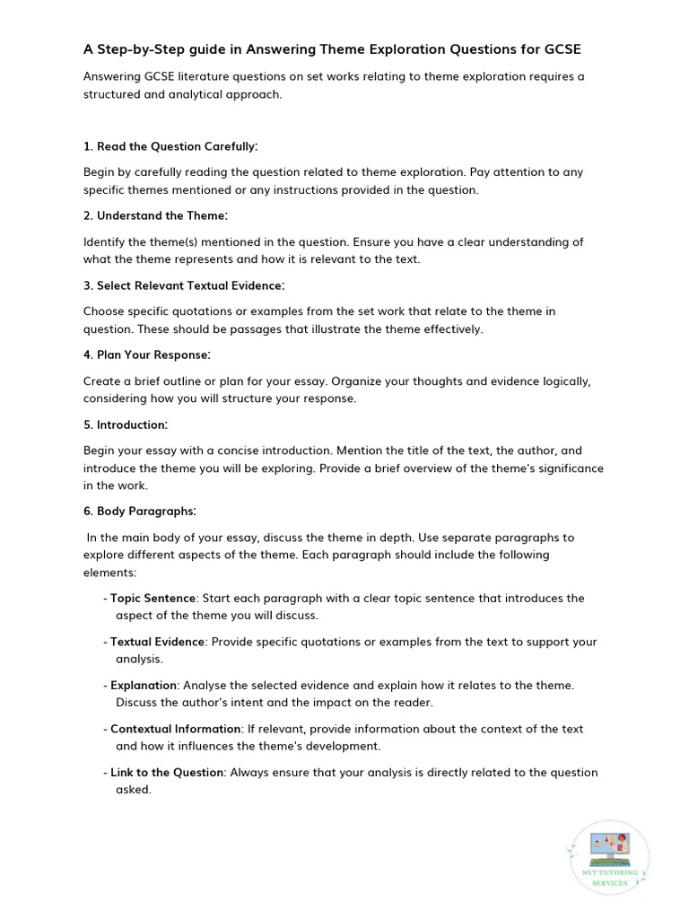 A Step-by-Step Guide in Answering Theme Exploration Questions For GCSE ...