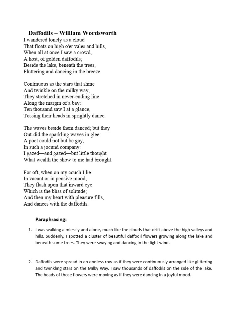 Class 9 (Nine) Rawalpindi Board English Poems Paraphrasing, Summary and ...