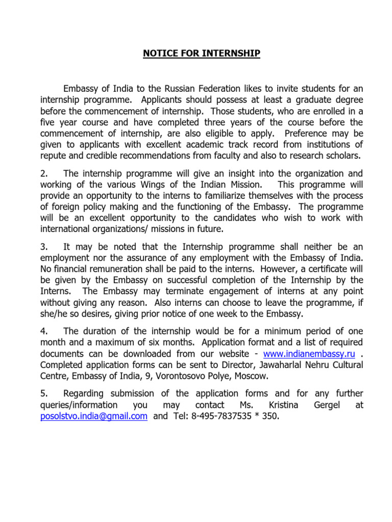 Notic for Internship | PDF | Internship | Job Hunting