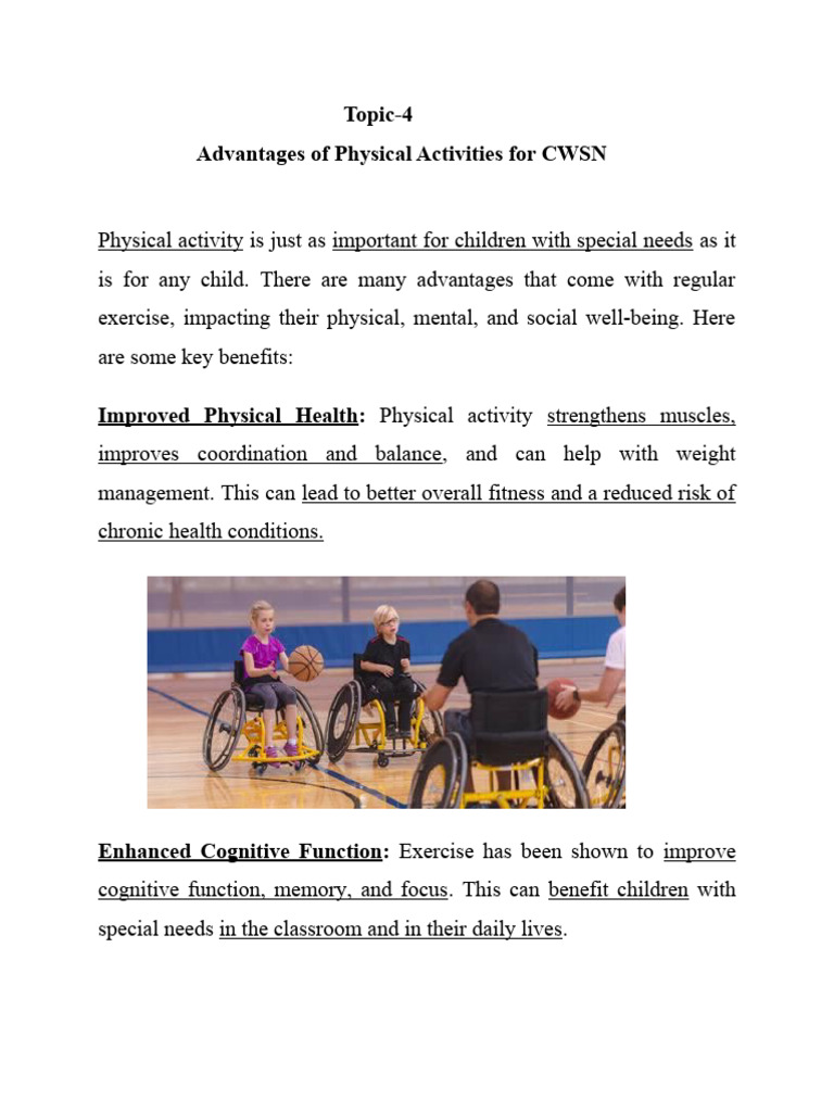 Topic 4-Advantages of Physical Activities For CWSN | PDF