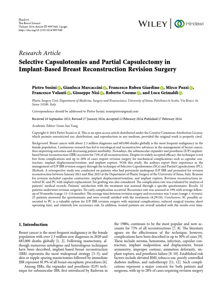 Selective Capsulotomies and Partial Capsulectomy In | PDF | Plastic ...
