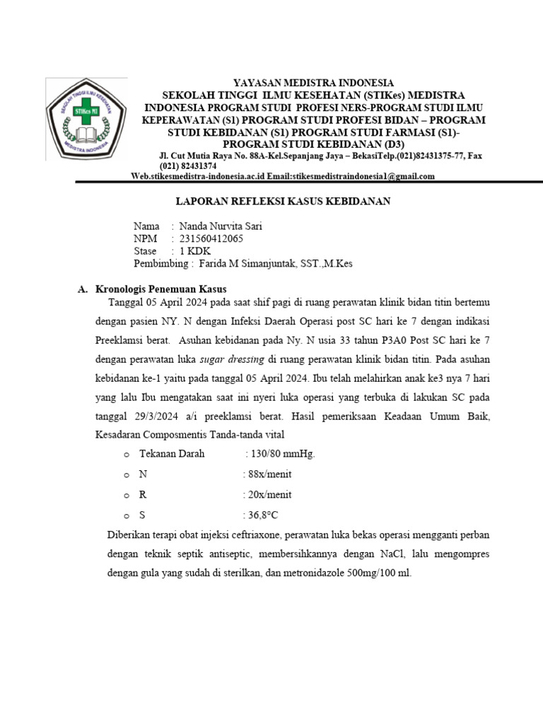 Refleksi Kasus KDK - Nanda NS | PDF