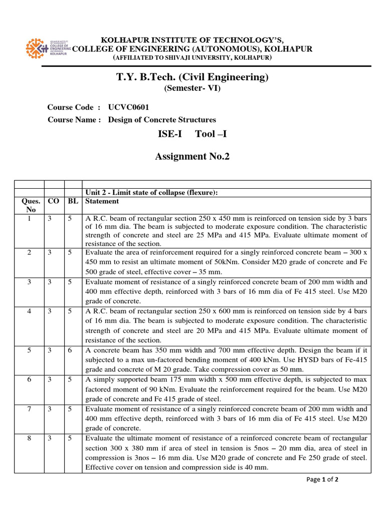 Assignment No.2 - DCS | PDF | Reinforced Concrete | Beam (Structure)