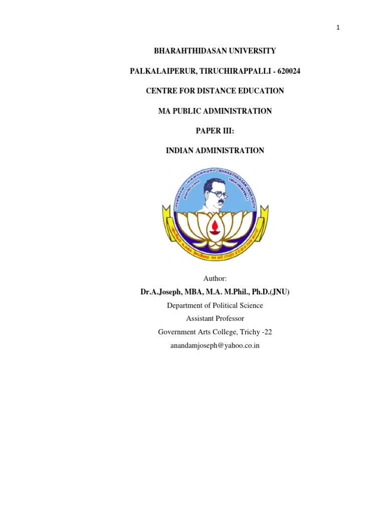 Indian Administration Syllabus Overview | PDF