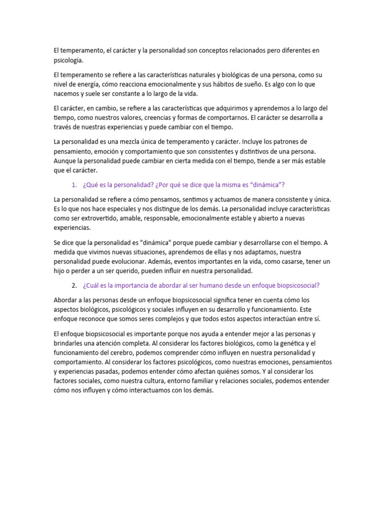 Temperamento, carácter y personalidad en psicología | PDF ...