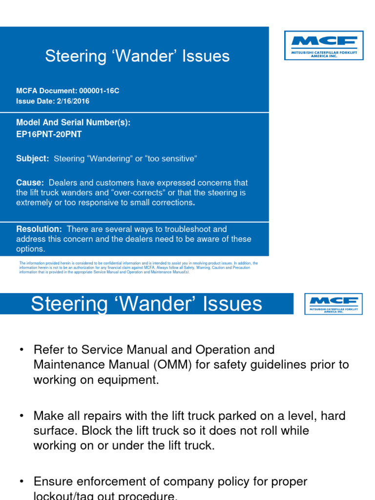 Steering Wander' Issues: Model and Serial Number(s) : EP16PNT-20PNT ...