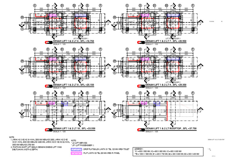 Denah Lift 1 & 2 LT 6, SFL +16.750 Denah Lift 1 & 2 LT 7, SFL +20.950 | PDF