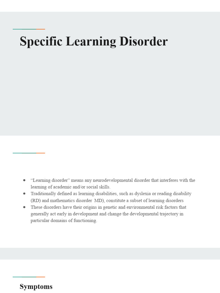 Specific Learning Disability | PDF | Learning Disability | Dyslexia