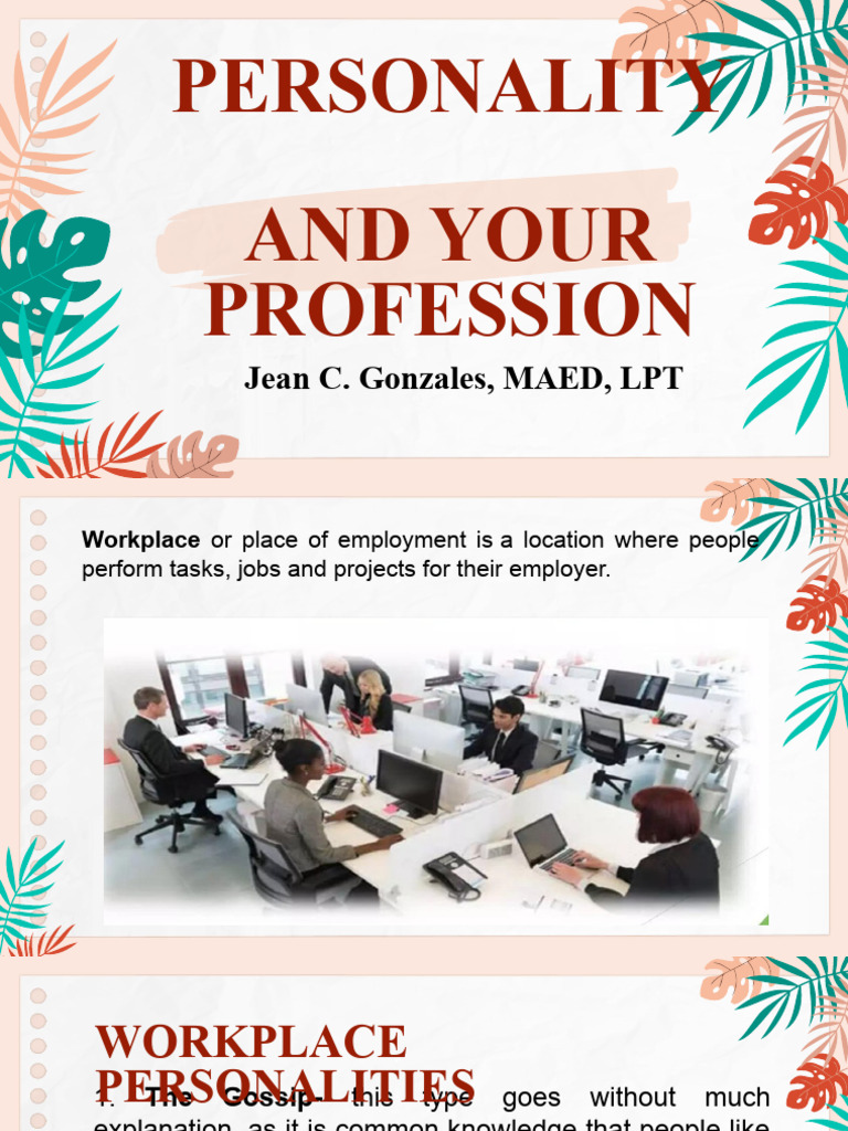 V.E. 8 Personality and Your Profession For Edit | PDF | Behavior ...