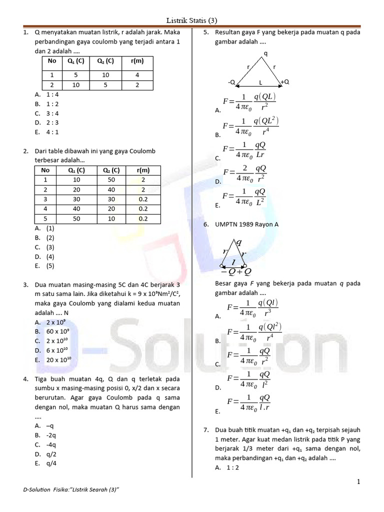 Soal Fisika Kelas 12 Semester 1 Listrik Searah | PDF