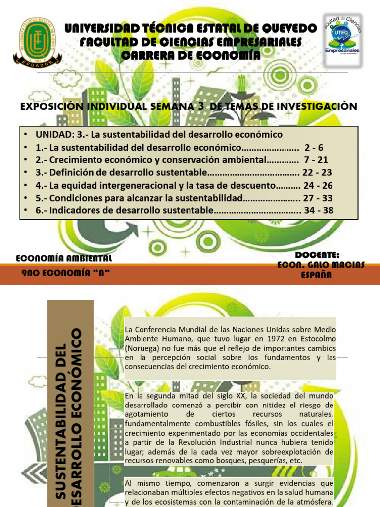 Sustentabilidad Económica y Ambiental | PDF | Desarrollo sostenible | Sustentabilidad