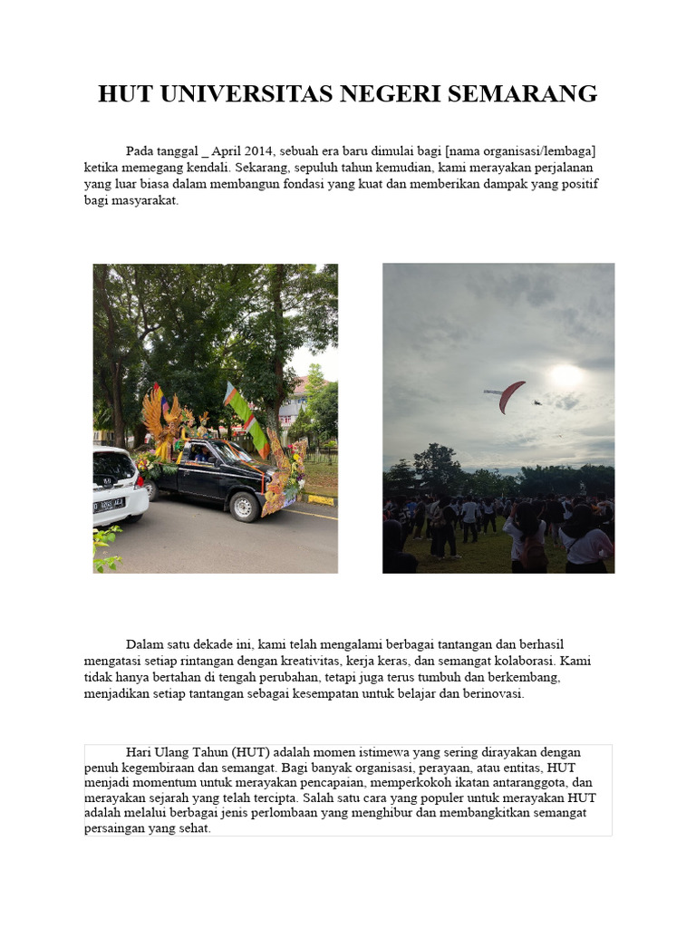 Hut Universitas Negeri Semarang | PDF | Karier & Perkembangan ...