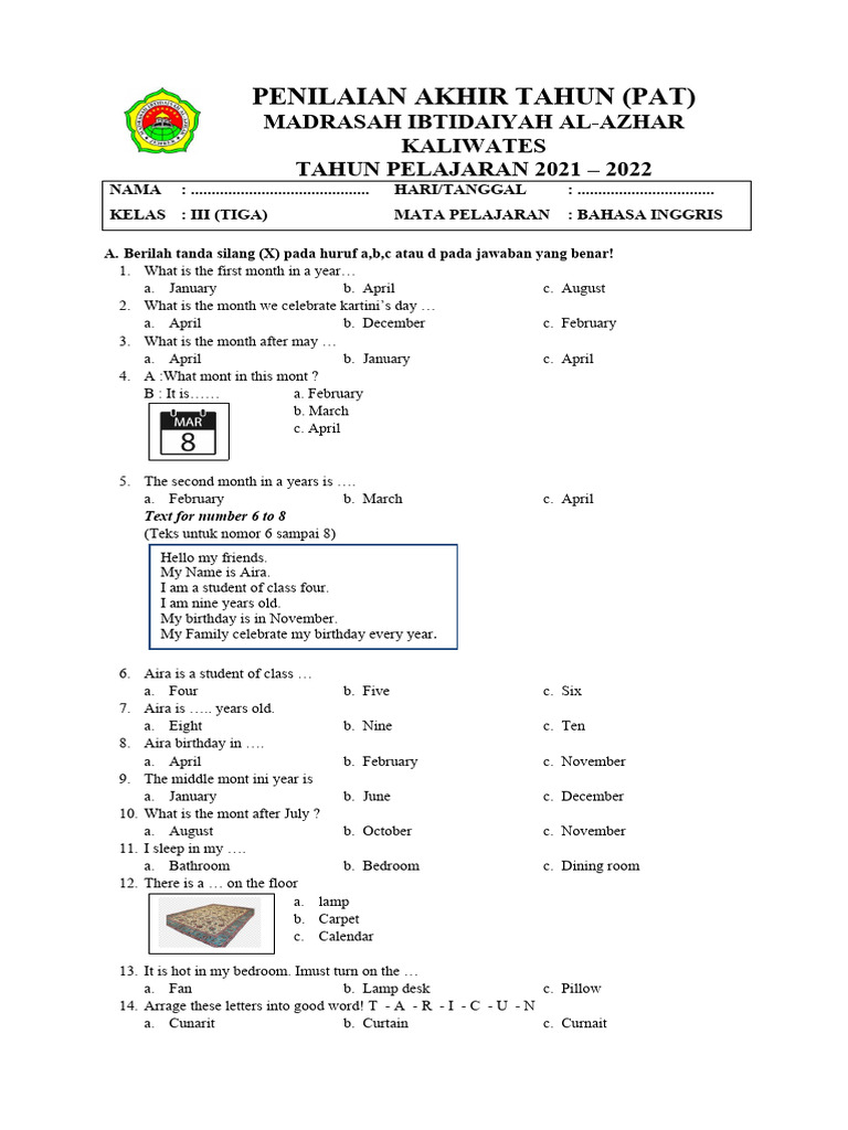 Bhs Inggris Kelas 3 Semester 2 Pdf Bedroom Room