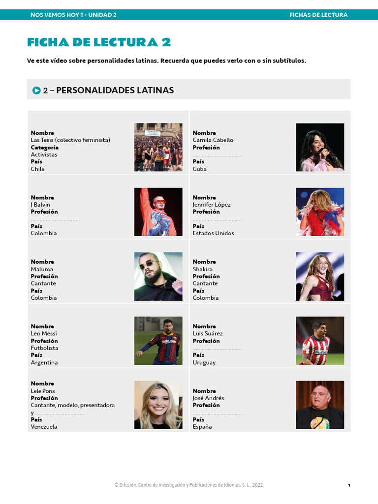 nvh1 U02 Ficha Lectura 02 | PDF