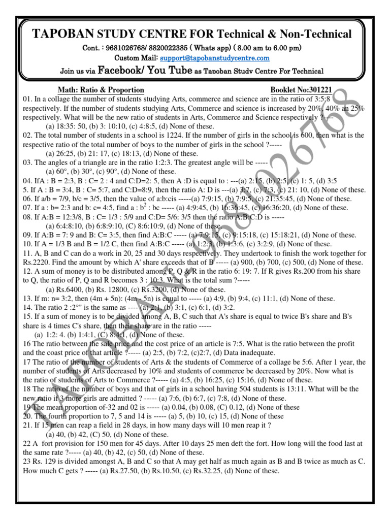 RATIO & PROPORTION PART - 1 For PDF | PDF | Ratio | Economies