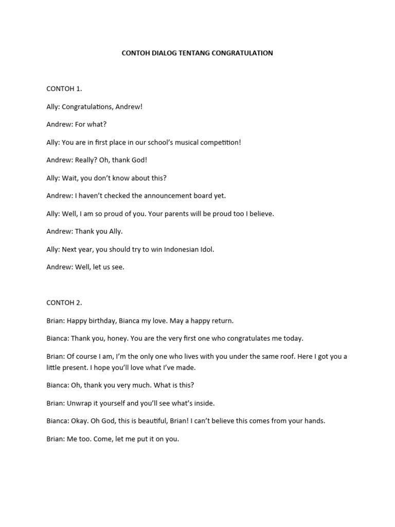 Contoh Dialog Congratulations | PDF