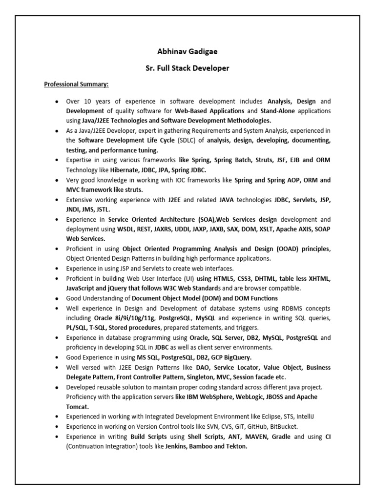 Abhinav Resume | PDF | Spring Framework | Web Service Abhinav Resume | PDF | Spring Framework | Web Service