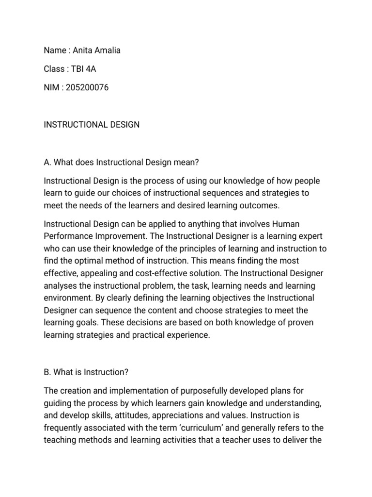 Instructional Design Summary | PDF