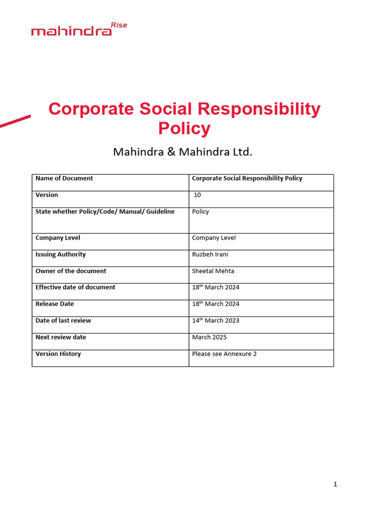 Mahindra CSR | Download Free PDF | Corporate Social Responsibility ...