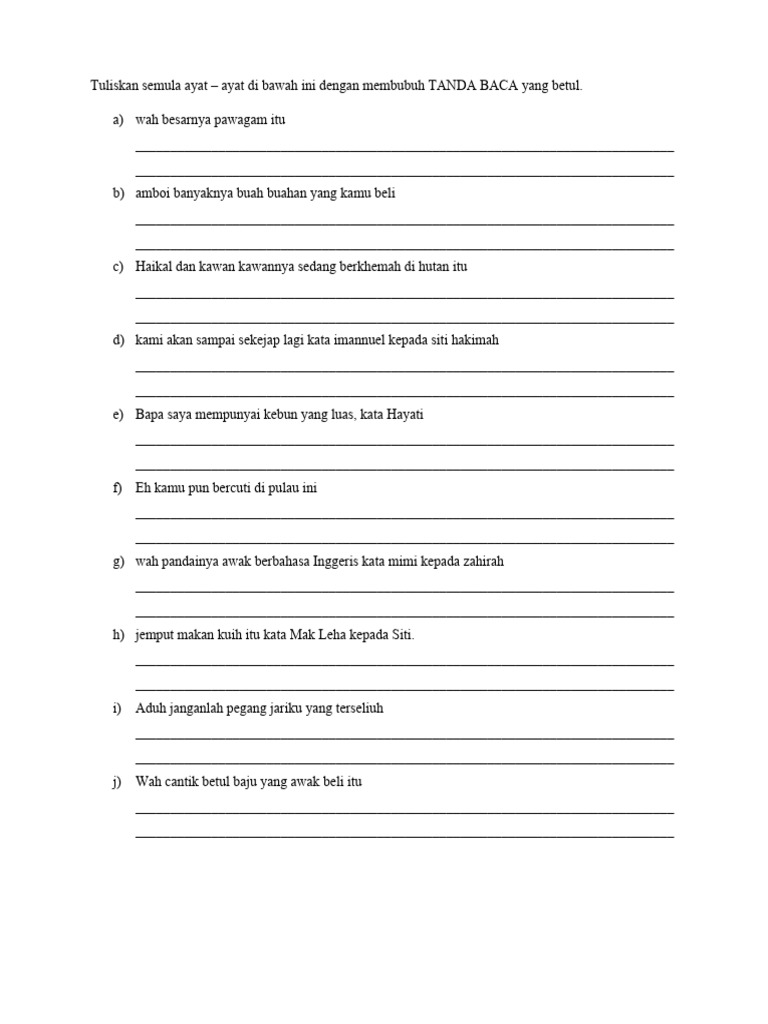 Latihan Tanda Baca II Yr6 | PDF
