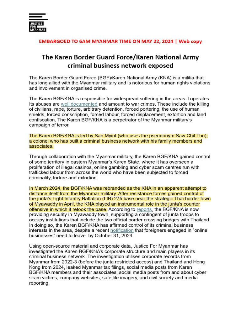 Exposing Karen BGF/KNA Crimes | PDF