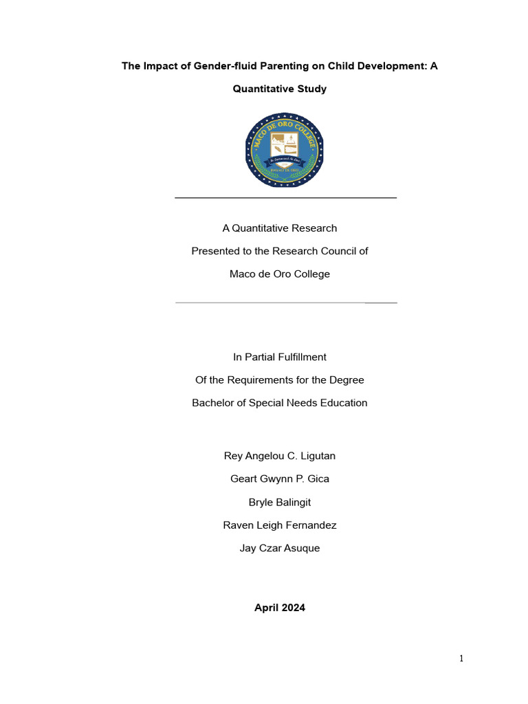 The Impact of Gender-Fluid Parenting On Child Development A ...