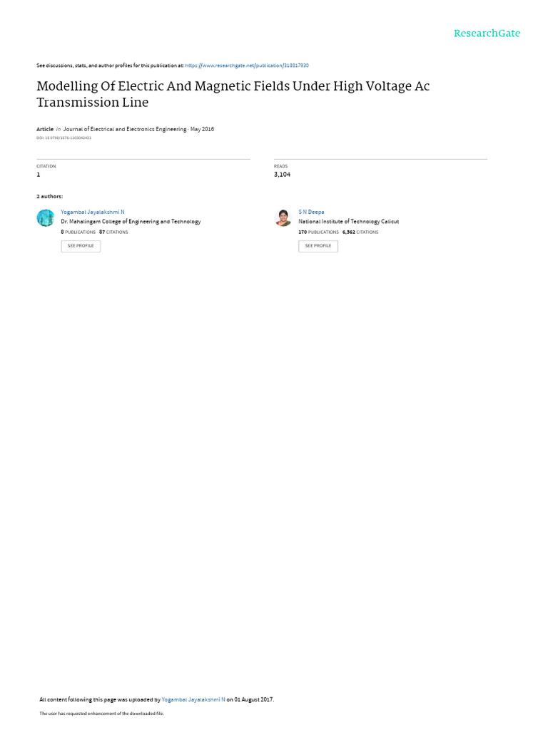 Modelling of Electric and Magnetic Fields Under HVAC Transmission Line ...