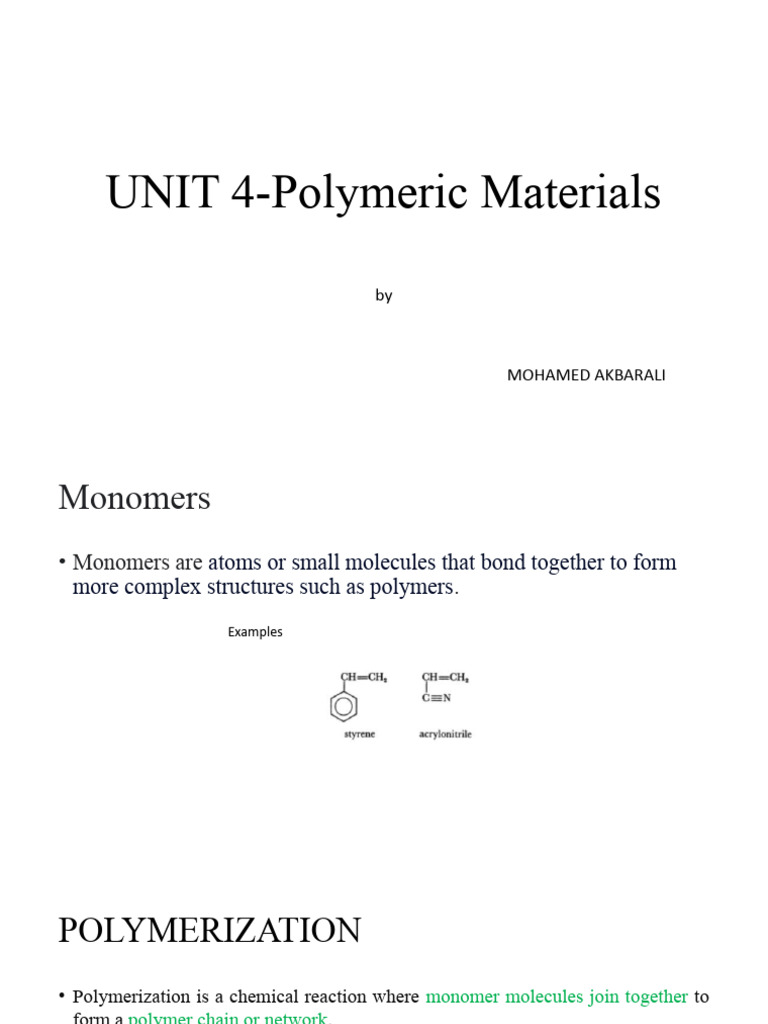 UNIT 4-Polymeric Materials | PDF | Polymers | Plastic