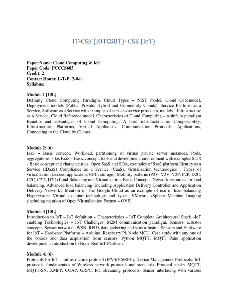 6th Sem Syllabus | PDF | Parsing | Cloud Computing