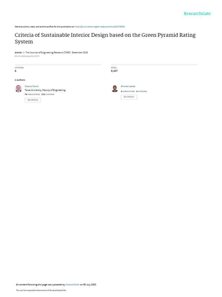 Criteria of Sustainable Interior Design Based On The Green Pyramid ...