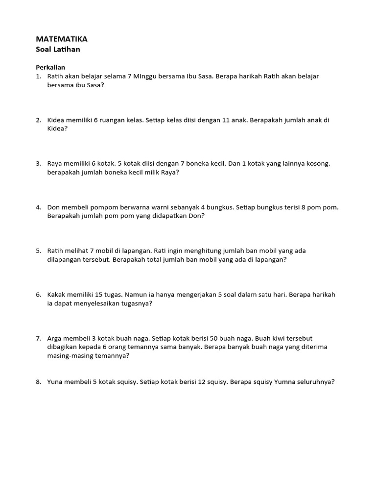 Penalaran Matematika - Perkalian | PDF | Seni & Disiplin Bahasa