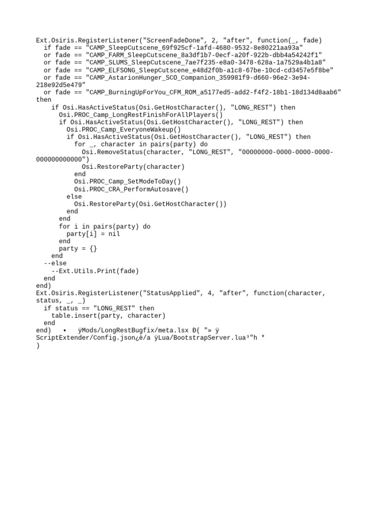 Long Rest Bugfix BG3SE | PDF