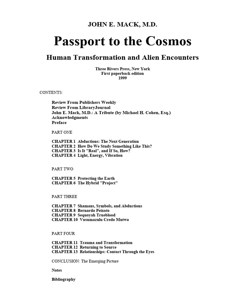 Mack John E. - Passport To The Cosmos - Human Transformation and Alien Encounters | PDF | Alien ...
