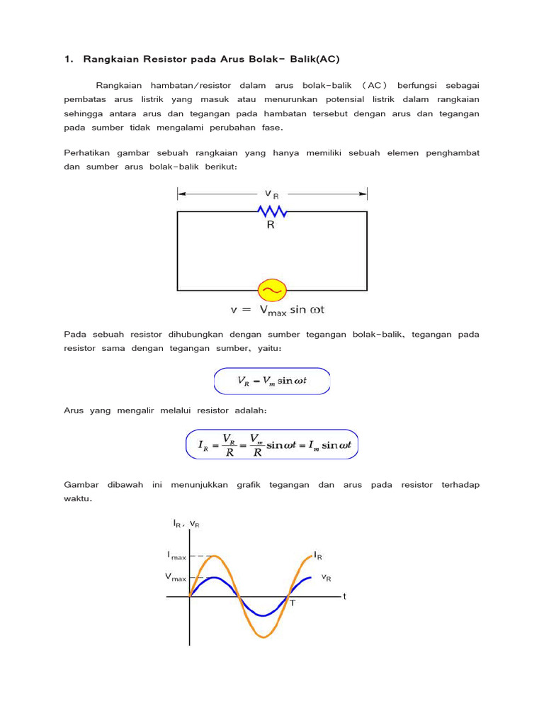Rangkaian Resistor Pada Arus Bolak | PDF