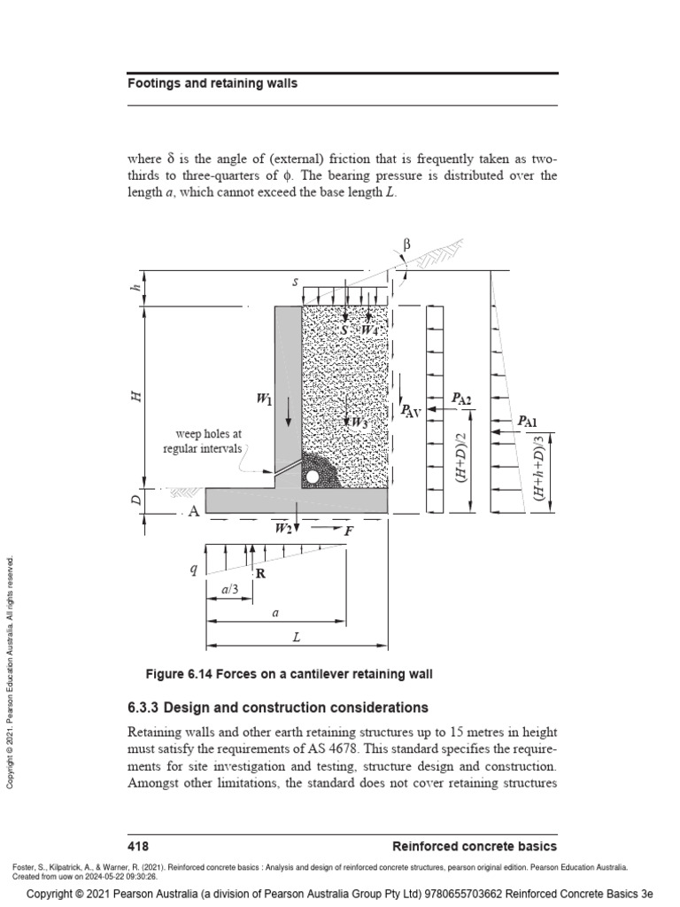 Reinforced Concrete Basics Analysis and Design of ... - (CHAPTER 6 Footings and Retaining Walls ...