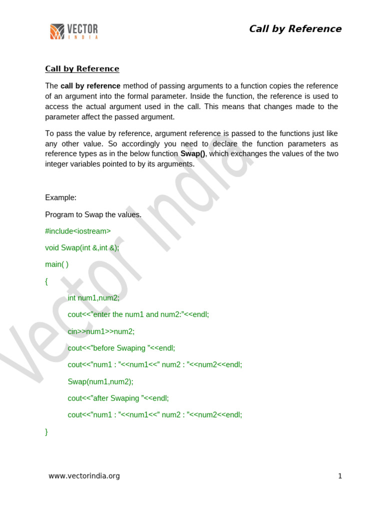 Callbyreference Pdf Parameter Computer Programming Integer Computer Science