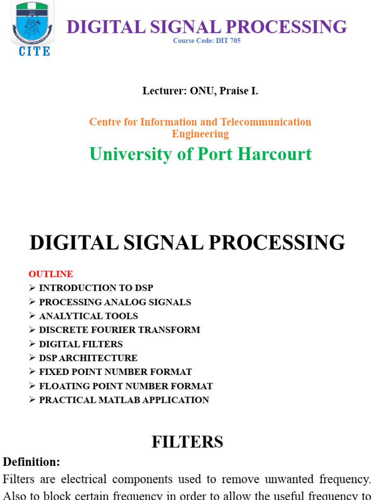 Dit 705 - DSP - 4 | PDF | Digital Signal Processing | Filter (Signal Processing)