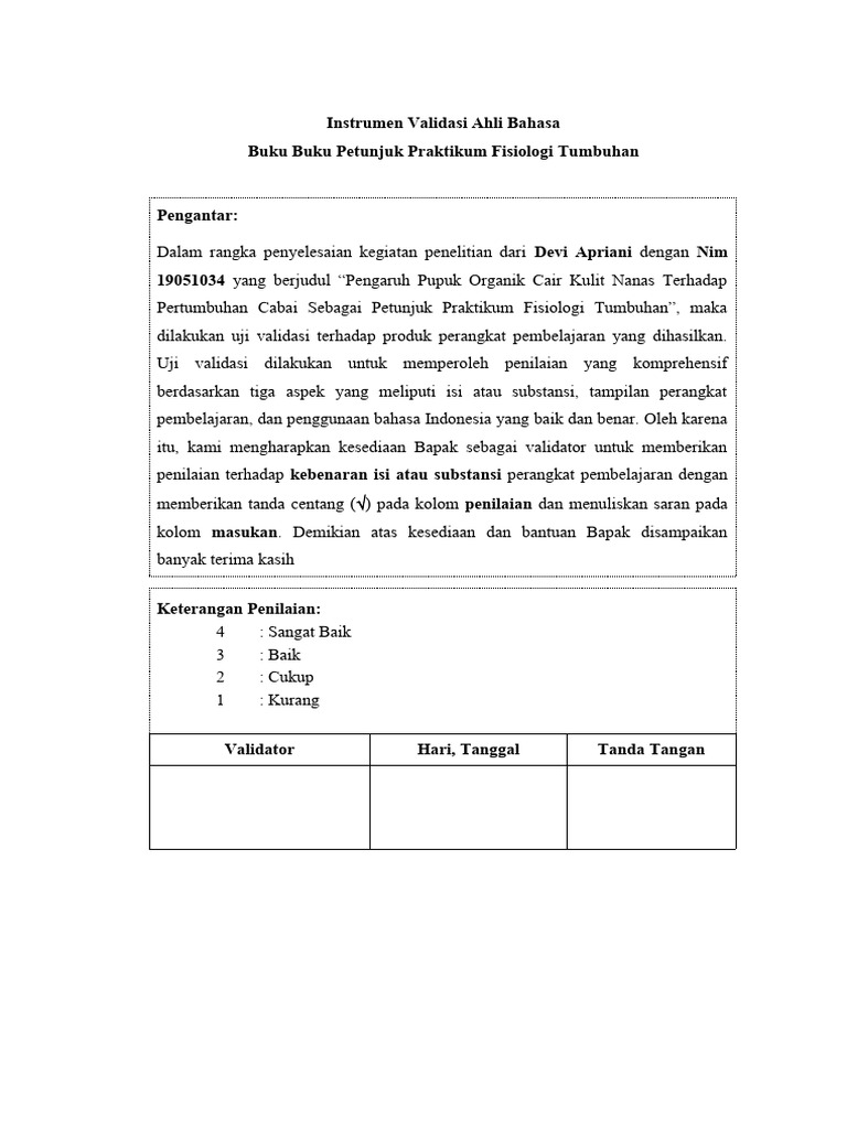 Validasi Ahli Bahasa | PDF | Bisnis