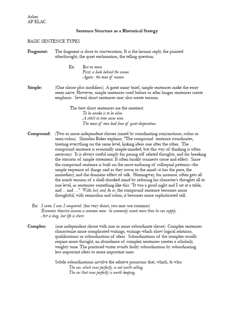 Sentence Structure As Rhetoric - Pages | PDF | Sentence (Linguistics ...
