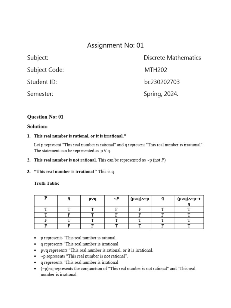 Spring 2024 - MTH202 - 1 - BC230202703 | PDF | Numbers | Real Number Spring 2024 - MTH202 - 1 - BC230202703 | PDF | Numbers | Real Number